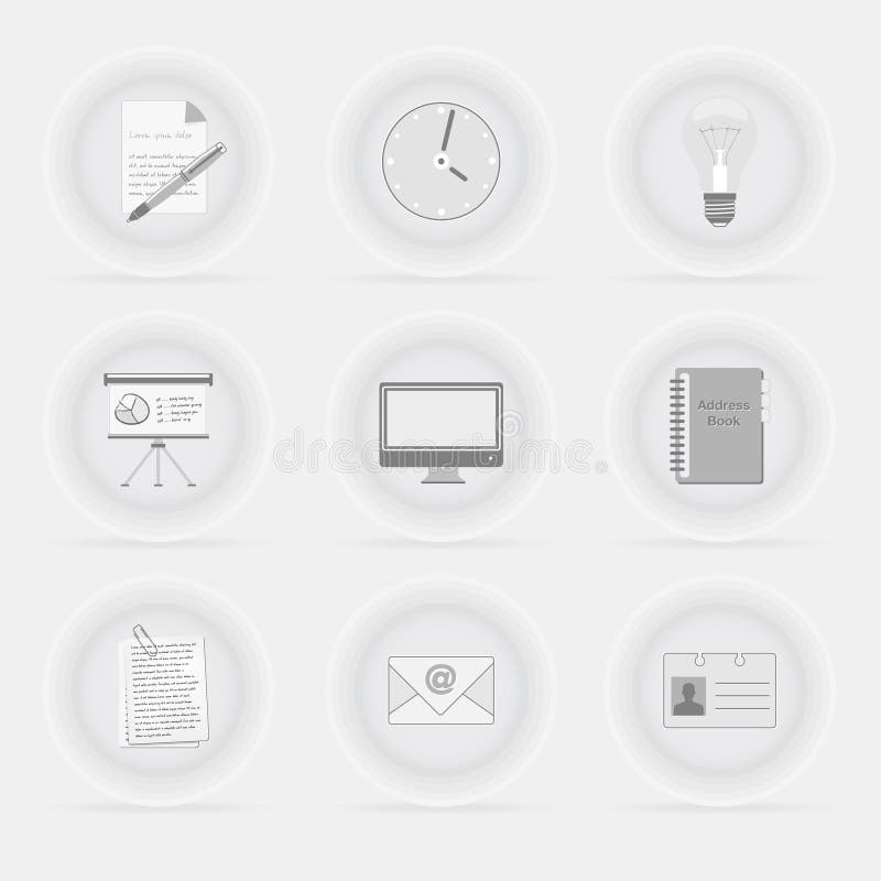 Set of Office/business Decent Gray Icons Stock Vector - Illustration of ...