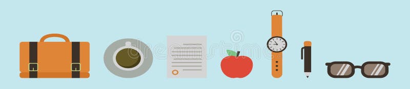 Set of Office Cartoon Icon Design Template with Various Models. Vector ...