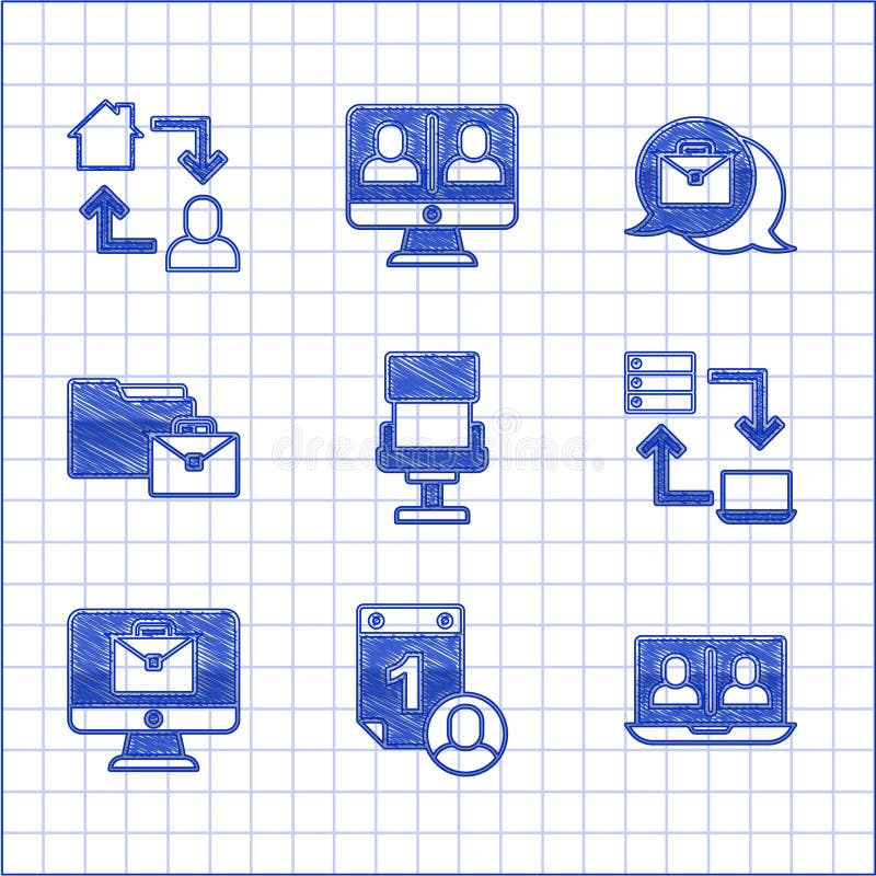 Set Office Chair, Time Management, Video Chat Conference, Online ...