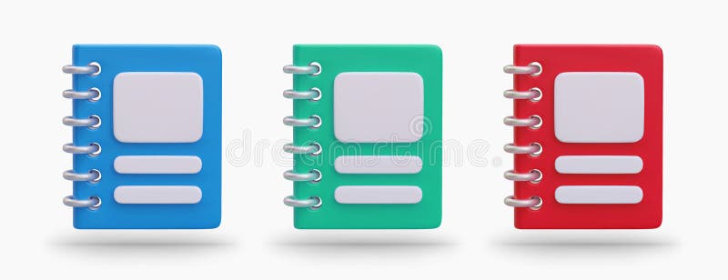 Set of Office Copybooks in Different Colors. Realistic Notebooks with ...