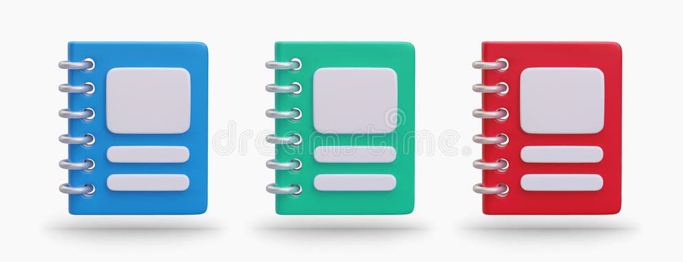 Set of Office Copybooks in Different Colors. Realistic Notebooks with ...
