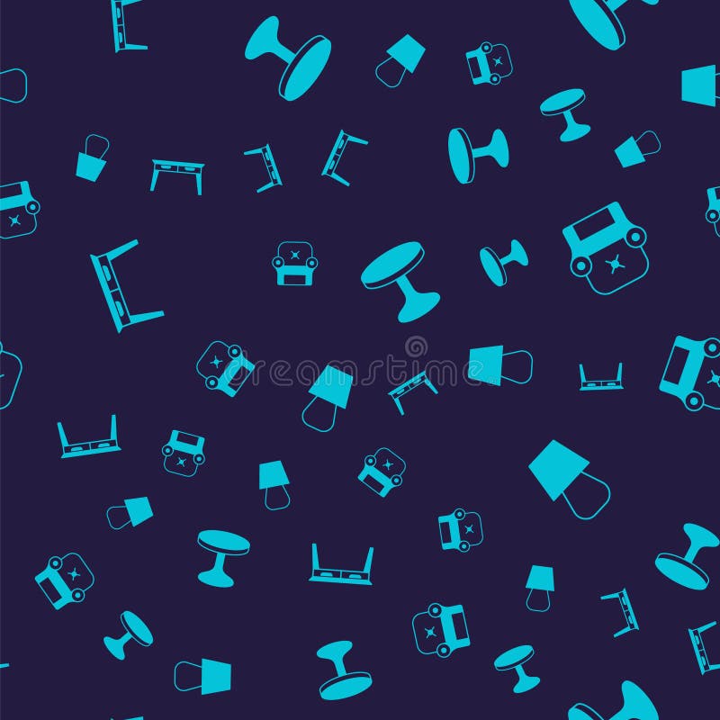 Set Office Desk, Armchair, Round Table and Table Lamp on Seamless ...