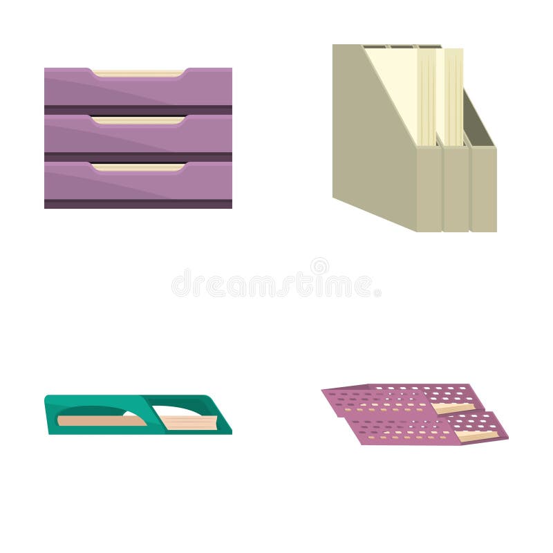 Set of Office Document Storage Solutions Icons Stock Illustration ...
