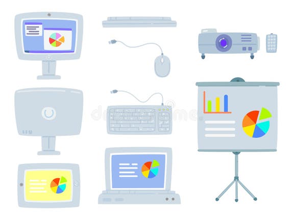 Set of office equipment stock vector. Illustration of computer - 100585002