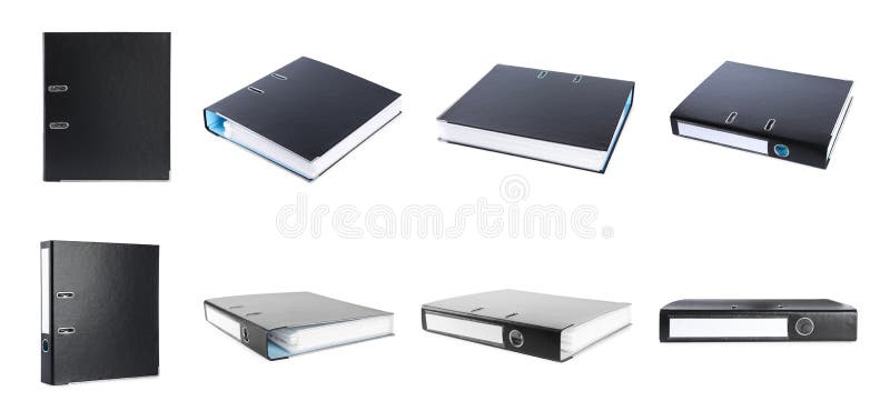 Set with Office Folders on White Background. Banner Design Stock Photo ...