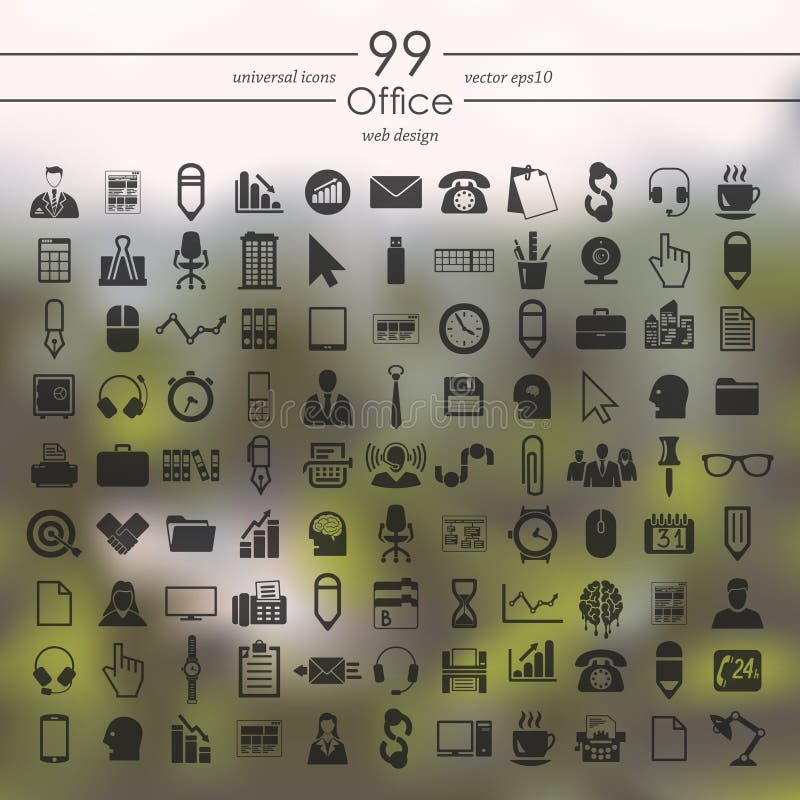 Set of office icons stock vector. Illustration of professionalism ...