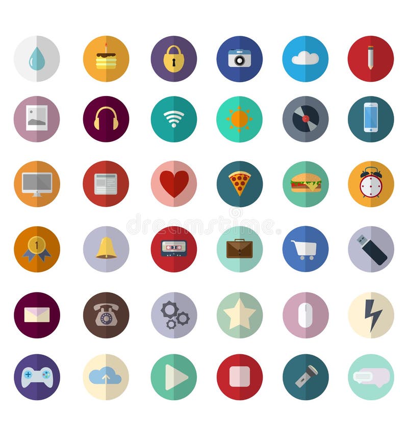 Set of Office Icons in Flat Design with Shadows Stock Illustration ...