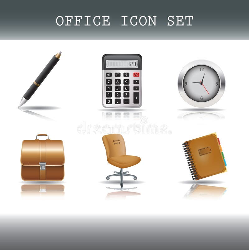 Set of Office Icons. Vector Illustration Decorative Background Design ...
