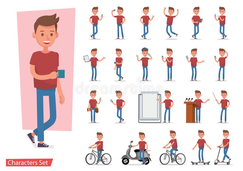 Set of Office Man Worker Character Vector Design. Presentation in ...