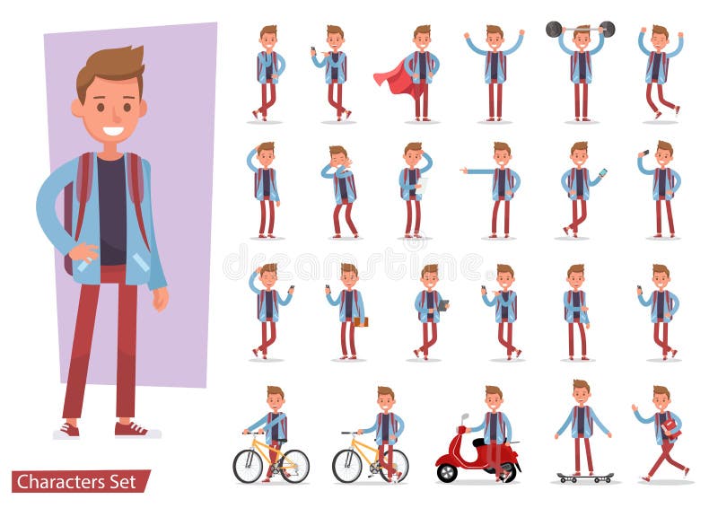 Set of Office Man Worker Character Vector Design. Presentation in ...