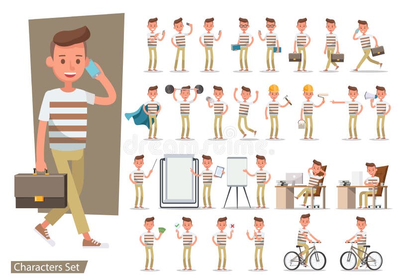 Set of Office Man Worker Character Vector Design.no18 Stock Vector ...