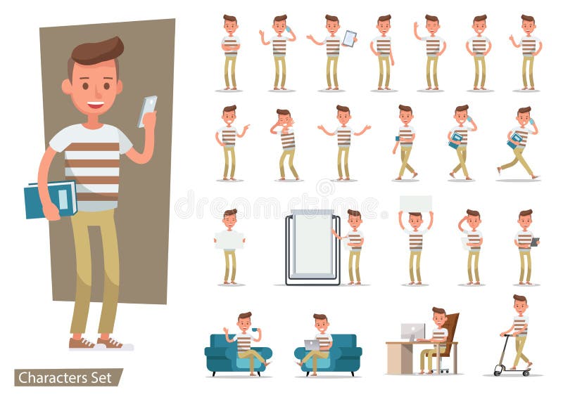 Set of Office Man Worker Character Vector Design Stock Vector ...