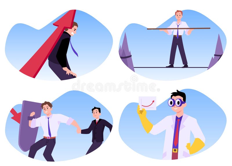 Set of Office People Solving Work Problems Flat Style, Vector ...