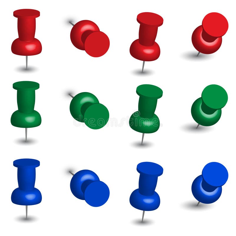 Push pins set stock vector. Illustration of office, colorful - 64767442