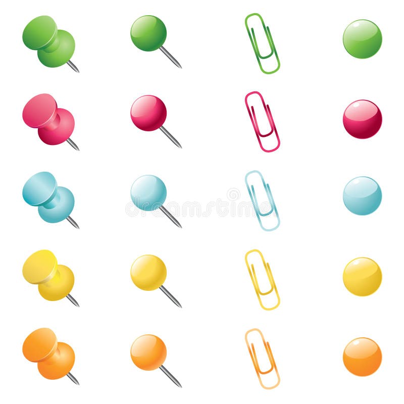 Set of office pins stock vector. Illustration of text - 16482602