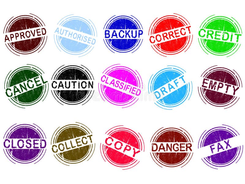 Set of 15 Office Stamps Grunge Style Stock Vector - Illustration of ...