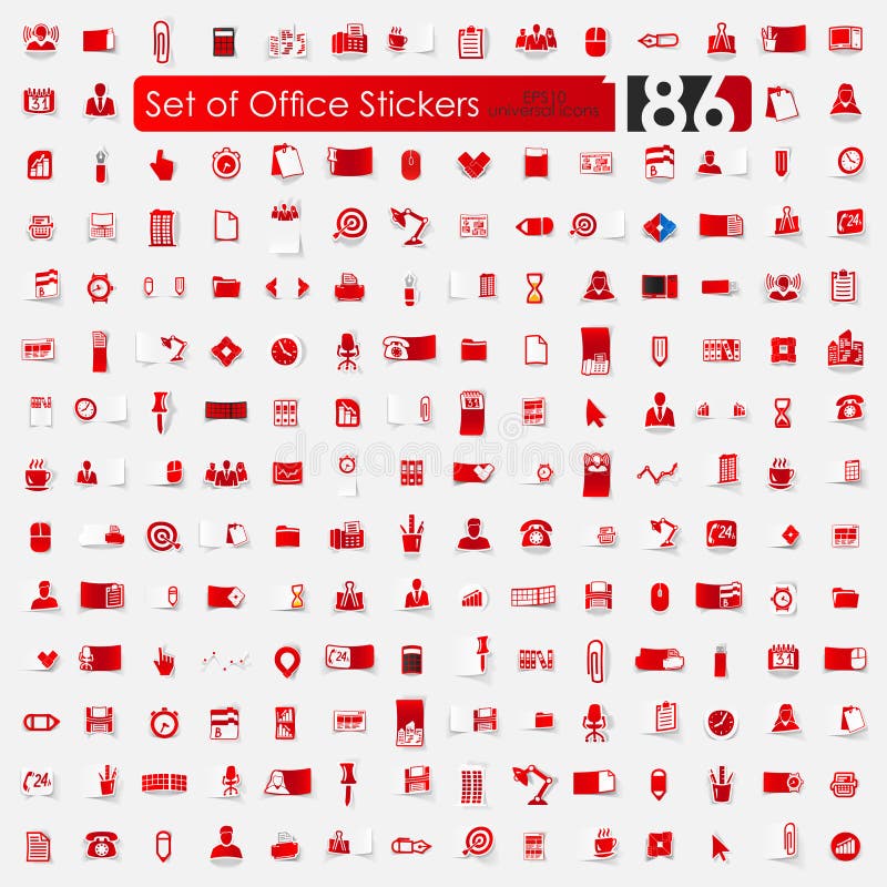 Set of office stickers stock vector. Illustration of person - 55078374