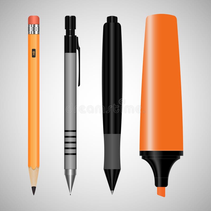 Set of Office Supplies. Drawing Stock Vector - Illustration of sign ...