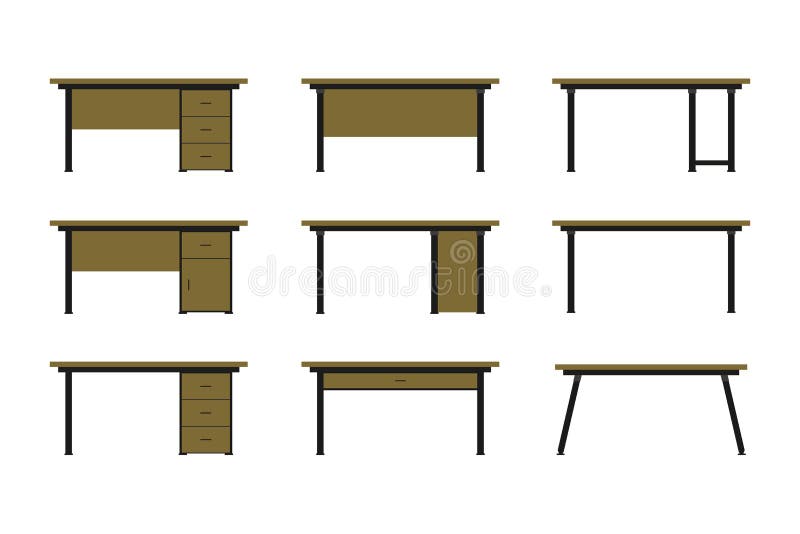 Set of Office Tables,workplace Template Isolated Om White Background ...