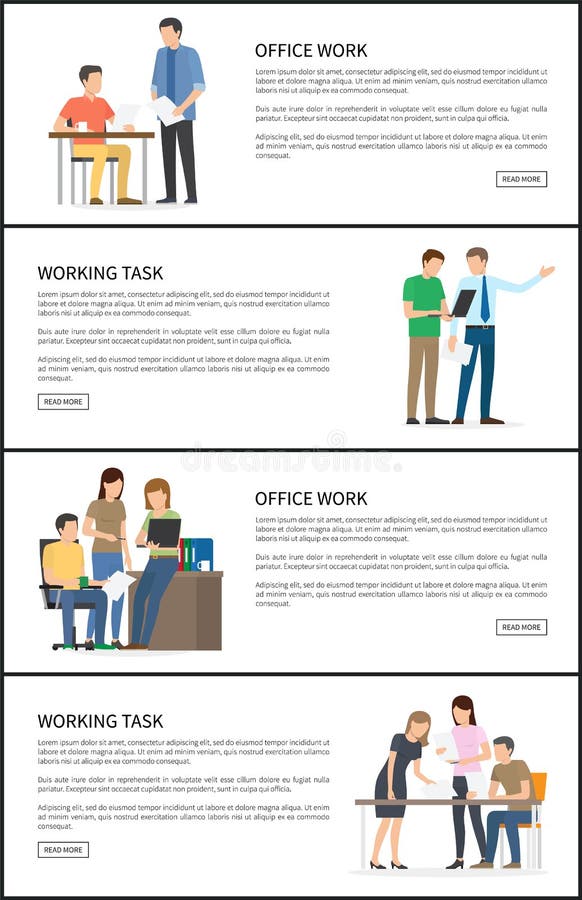 Set of Office Working Task Vector Illustration Stock Vector ...