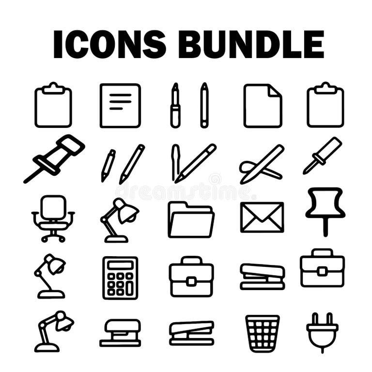 A Set of Office Working Tools Icons.02 Stock Illustration ...