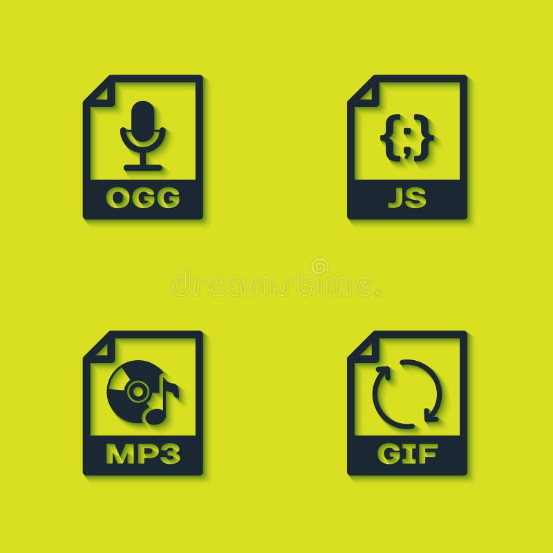 Set OGG File Document, GIF, MP3 and JS Icon. Vector Stock Vector ... Set OGG File Document, GIF, MP3 and JS Icon. Vector Stock Vector ...