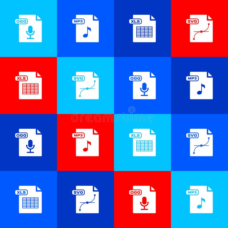 Set OGG File Document, MP3, XLS and SVG Icon. Vector Stock Vector ... Set OGG File Document, MP3, XLS and SVG Icon. Vector Stock Vector ...