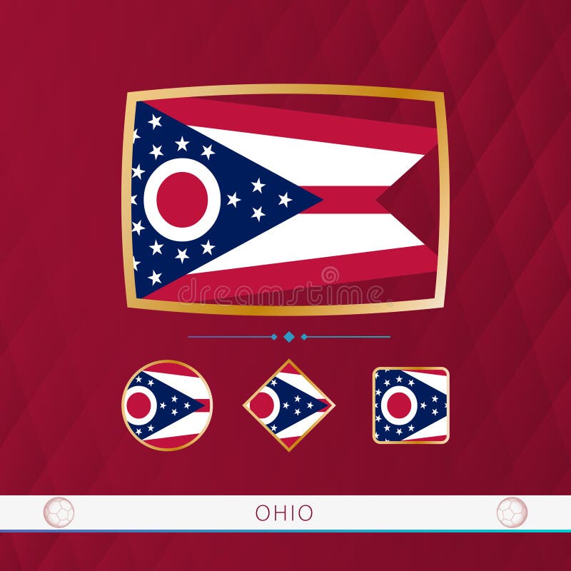 Set of Ohio Flags with Gold Frame for Use at Sporting Events on a ...