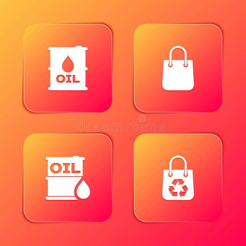 Set Oil Barrel, Shopping Bag, and with Recycle Icon. Vector Stock ...