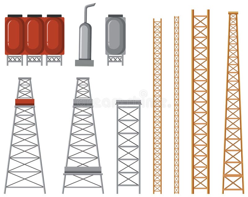 Set of Oil Industry Objects Stock Vector - Illustration of isolated ...
