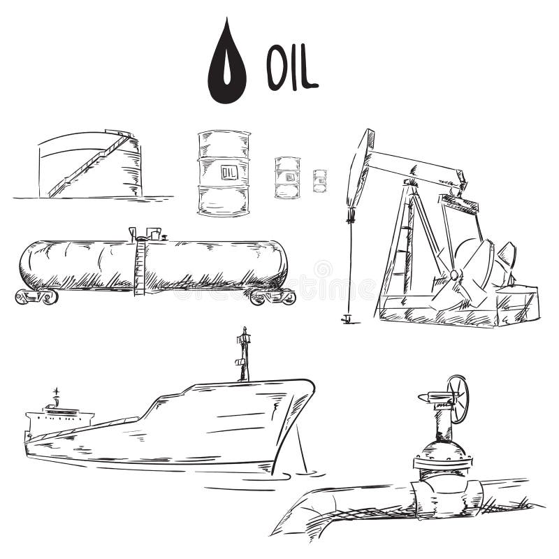 Set of Oil Industry Objects Vector Illustration Stock Vector ...