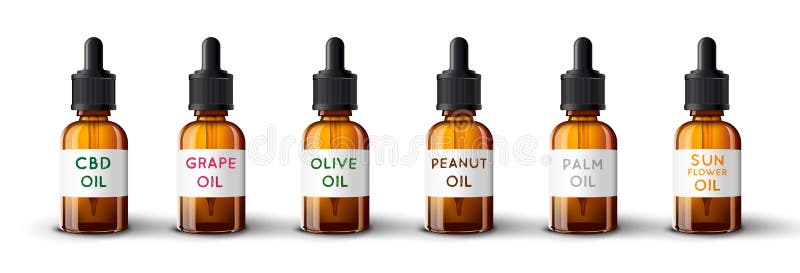 Set of Oils Realistic 3d Glass Oil Bottles with Oil Names. Stock Vector ...