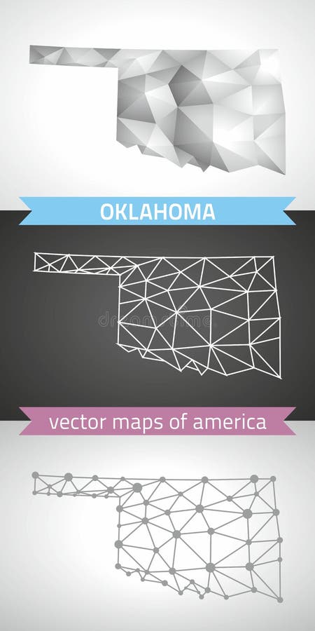 Oklahoma Collection of Vector Design Modern Maps, Gray and Black and ...