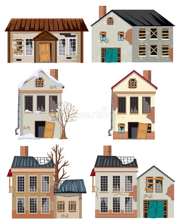 Set of old abandoned house stock vector. Illustration of abandoned ...