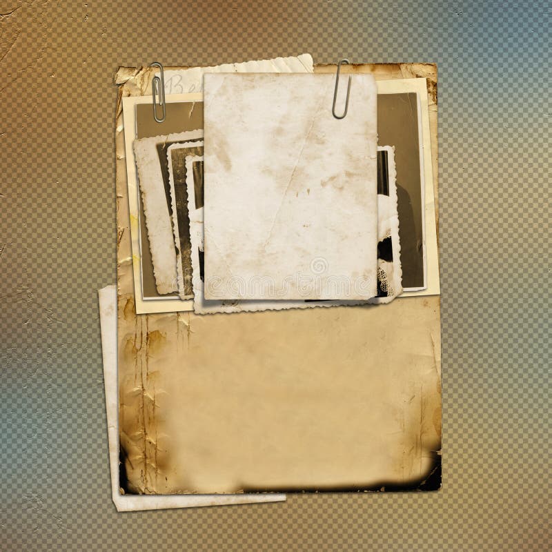 Set of Old Archival Papers and Vintage Postcard Stock Illustration ...