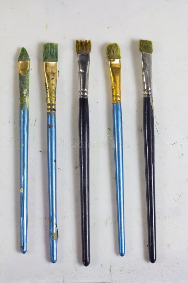 Set of Old Art Brushes. the Artist`s Tools. Brushes for Painting Stock ...