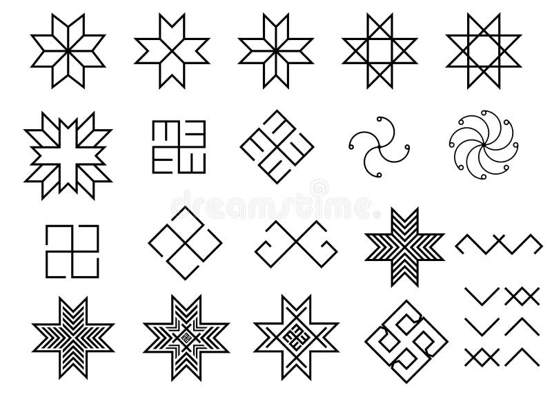 Set of Old Baltic Folk Ancient Latvian Symbols Stock Vector ...