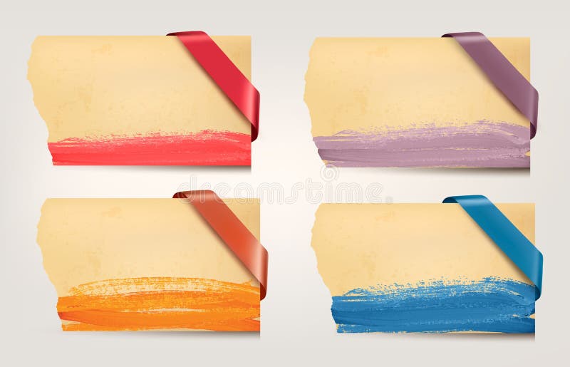 Set of Old Cardboard Paper Banners with Sale Ribbo Stock Vector ...
