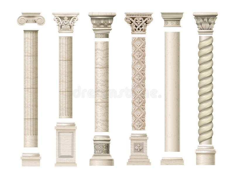 Set of Old Classical Columns Stock Vector - Illustration of broken ...