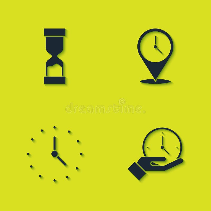 Set Old Hourglass, Clock, and Location with Clock Icon. Vector Stock ...