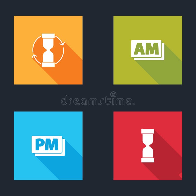 Set Old Hourglass, Clock am, PM and Icon. Vector Stock Vector ...