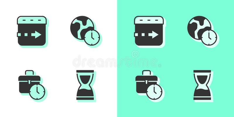Set Old Hourglass, Time Flies on the Clock, Work Time and World Icon ...