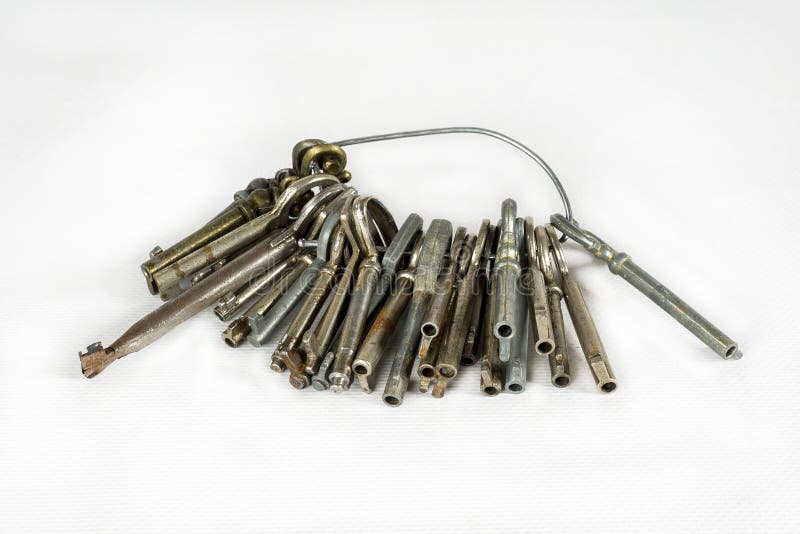 A Set of Old Keys. Isolated Over White Background Stock Photo - Image ...