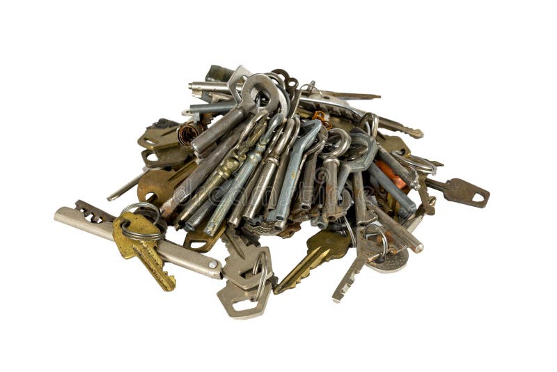 A Set of Old Keys. Isolated Over White Background Stock Photo - Image ...