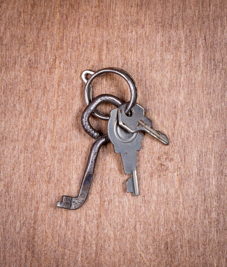 Set of Old Keys on a Wooden Desk Stock Image - Image of nail, home ...