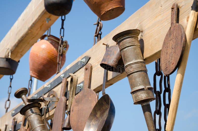 Set of Old Kitchen Tools - Vintage Equipment of Grandmother Stock Photo ...