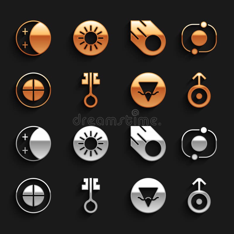 Set Old Magic Key, Solar System, Symbol Uranus, Earth Element, Globe ...