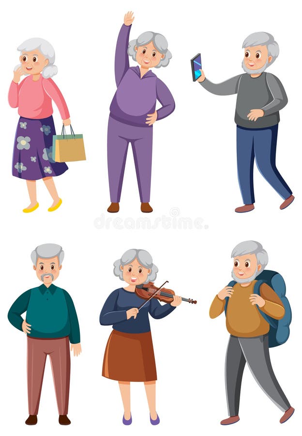 Set of Old People Characters Stock Vector - Illustration of healthy ...