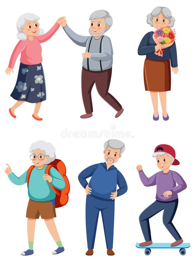 Set of Old People Characters Stock Vector - Illustration of female ...