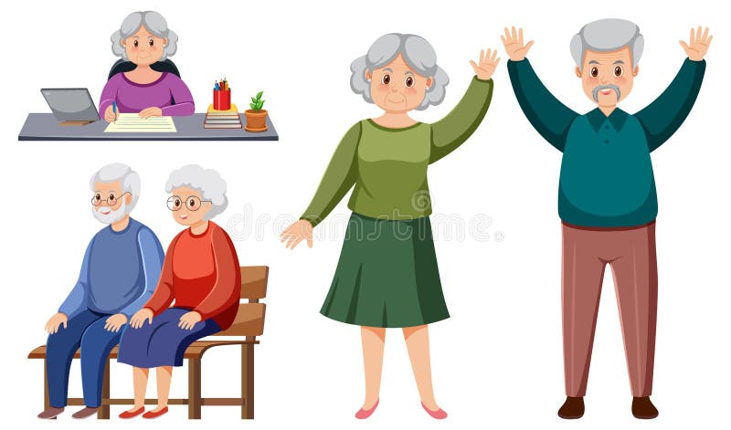 Set of Old People Characters Stock Vector - Illustration of family ...